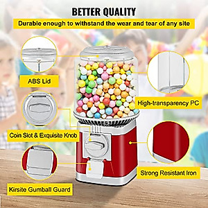 Mophorn Gumball Machine, 1-inch Candy Vending Machine, Commercial Gumball Vending Machine with Adjustable Candy Outlet Size, Metal Gumball Dispenser Machine for Home, Gaming Stores
