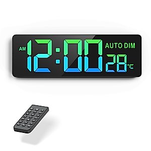 REACHER 16.5" Large Digital Wall Timer Clock with Countdown Timer, Auto Dimmer, Temperature, Remote Control, LED Wall Clock for Living Room, Office, Classroom, Gym