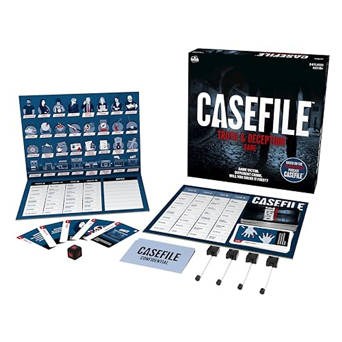 Goliath Casefile: Truth & Deception Game - Based On Hit Crime Podcast Casefile - Replayable Strategy Game, Ages 12 and Up, 3-4 Players , Black, Medium