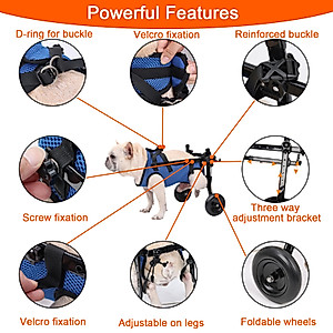 Dog Wheelchair for Back Legs, Adjustable Dog Wheelchairs with 2 Wheels, Dog Wheelchair Cart for Hip Support, Mobility Aids for Small Pets Hind Limbs (Middle)
