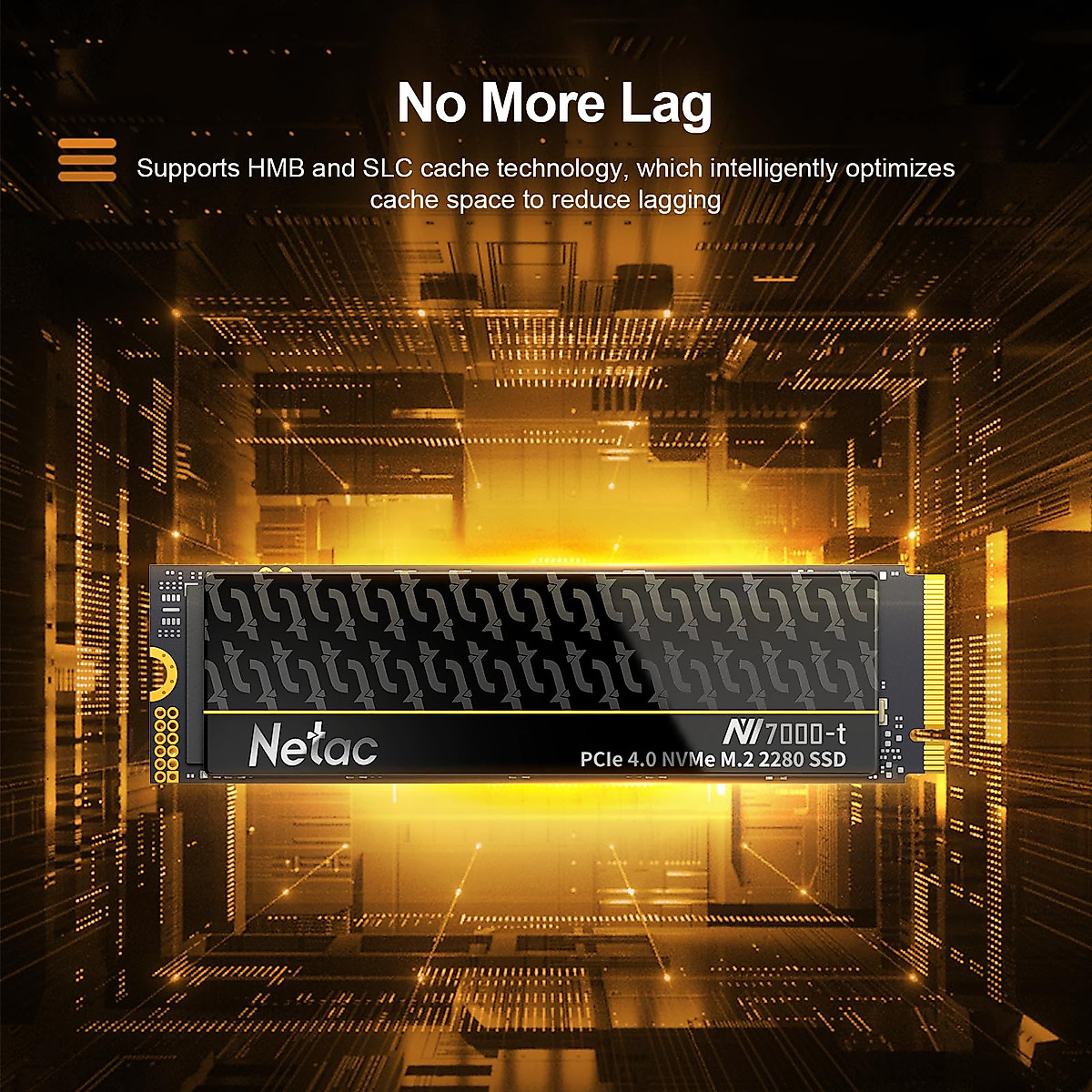 Netac 1TB PCIe Gen4x4 M.2 SSD Up to 7,300 MB/s NVMe Internal SSD with Aluminum Heatspreader High-Performance Storage for Desktop and Laptop PCs Works with PS5, NV7000-t