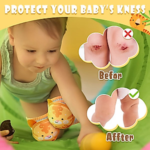Preboun 6 Pairs Baby Knee Pads for Crawling Anti Slip Knee Protectors Breathable for Boys Girls, 0-3 Years Old(Vivid Style)