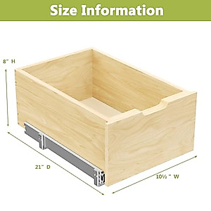 LOVMOR Hard Close Pull Out Cabinet Organizer 8” High Drawer 10½” W x 21”D Wood Slide Out Shelves Cabinet Storage Organizer with Full Extension Rail Slides Pull Out Drawer for Kitchens Cabinet Pantry