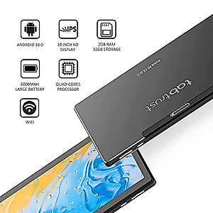 Tablet 10 inch + Tablet Stand, 2GB RAM,32GB Storage, 8MP Dual Camera, 1280x800 IPS HD Display, Quad-Core Processor, Wi-Fi, Bluetooth, GPS, Google Certified Android Tablet, Black