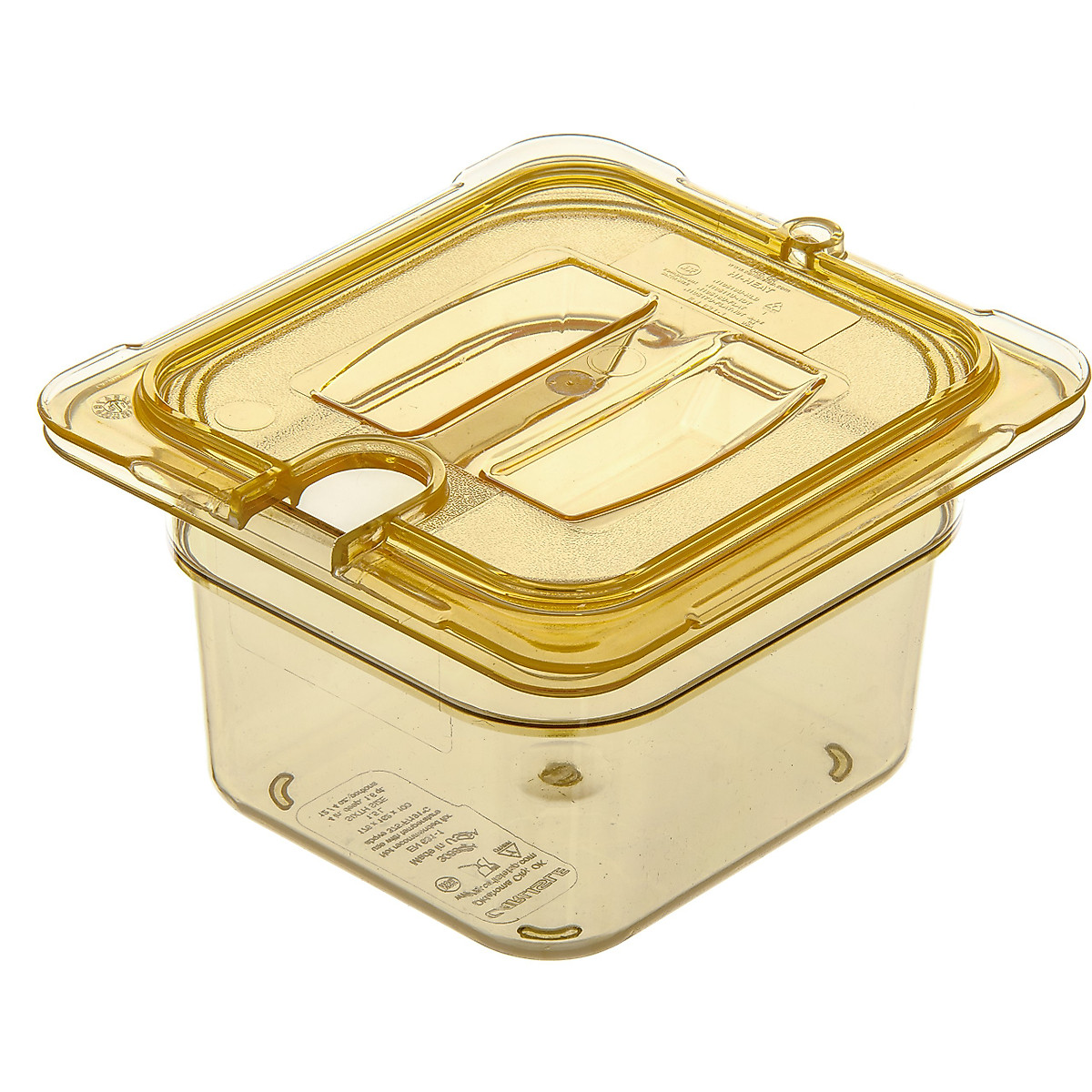 Carlisle FoodService Products 10511U13 StorPlus High Heat Universal Handled Notched Food Pan Lid, Sixth Size, Amber