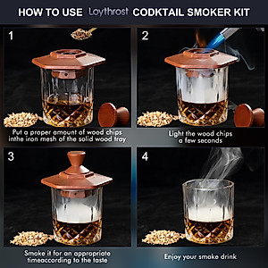 Cocktail Smoker Kit with Torch, 4 Flavors Wood Chips, Fashioned/Bourbon/Drink Smoker Infuser Kit, Birthday Anniversary Unique Gifts for Dad Boyfriend Husband Grandpa(No Butane)