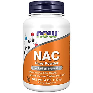 NOW Supplements, NAC (N-Acetyl Cysteine) 600 mg Pure Powder, 4-Ounce, White