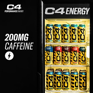C4 Energy Carbonated Zero Sugar Energy Drink, Pre Workout Drink + Beta Alanine, Orange Slice, 16 Fl Oz (Pack of 12)