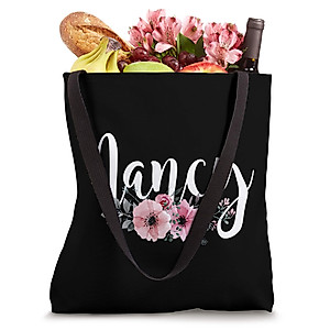 Nancy Name Personalized Floral Pink Black Women Girls Gift Tote Bag