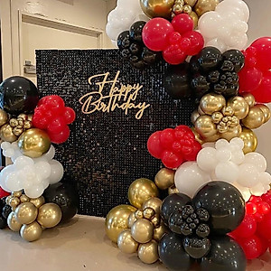 COKAOBE Red Black and Gold Balloons Garland Kit, 124pcs Red Black Metallic Gold Confetti Balloon Arch Kit for Wedding, Birthday Graduation Baby Shower Celebrations Anniversary Party Decorations