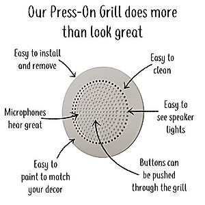 Mount Genie Flush Mount | Built-in Wall or Ceiling Bluetooth Speaker Mount [Newest 2019 Model] | Includes Optional Grill. Award Winning Design. Fantastic Sound (White, 1-Pack)