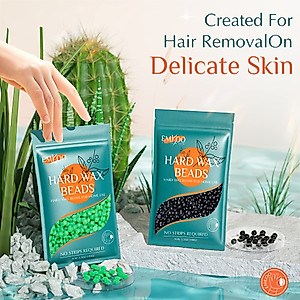 Digital Waxing Kit for Women, EMKOO Wax Warmer for Hair Removal, Wax Pot with 400g Hard Wax Beads and 20 Wax Applicator Sticks for Brazilian Bikini Wax Facial Hair Sensitive Skin At Home