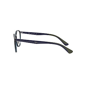 Ray-Ban RX7156 Round Prescription Eyeglass Frames, Transparent Dark Blue/Demo Lens, 53 mm