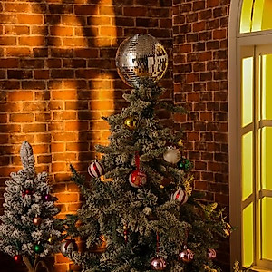 Retisee 8'' Disco Ball Christmas Tree Topper Disco Mirror Ball Xmas Tree Topper 3D Hollow Silver Disco Ball Decor Disco Ball Ornament for 70s Disco Holiday Wedding Birthday Party Decorations