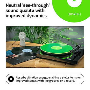 Acrylic Turntable Mat - 11.75" Greenlit Vinyl Record Acrylic Mat - Precision Machined Acrylic Turntable Platter Mat w/Record Label Recess - See-Through Record Mat for Standard 12" Turntable Platters