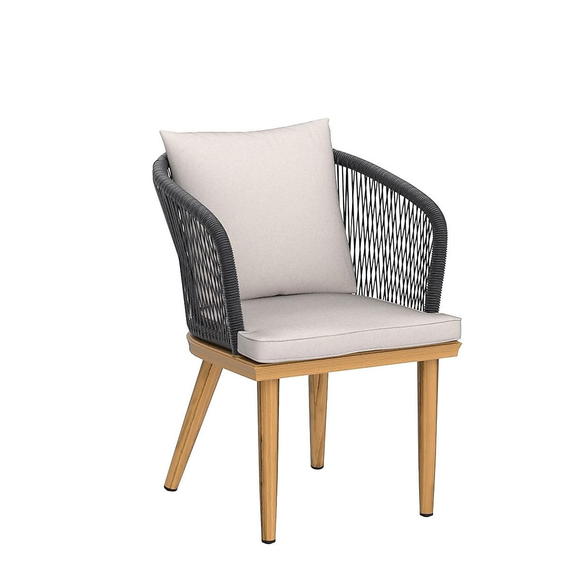 PURPLE LEAF Patio Dining Chair Set Modern Wicker Outdoor Furniture Seating for Garden Deck Kitchen Backyard 2 Pieces Aluminum Bistro Set, Cushions and Pillows Included