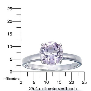VIR JEWELS 1.25 cttw Purple Amethyst Ring .925 Sterling Silver with Rhodium Round 8 MM Size 7