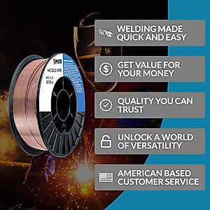 PGN Solid MIG Welding Wire - ER70S-6 .035 Inch - 10 Pound Spool - Mild Steel MIG Wire with Low Splatter and High Levels of Deoxidizers - For All Position Gas Welding