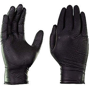 GLOVEWORKS HD Black Nitrile Industrial Disposable Gloves, 6 Mil, Latex-Free, Raised Diamond Texture, Large, Box of 100