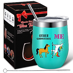 Other Godmothers Me Unicorn Wine Tumbler, Godmother Appreciation Gift from Godchild for Mother's Day Baby Pregnancy Announcement, 12 oz Stainless Steel Insulated Coffee Mug for God Mom, Friend