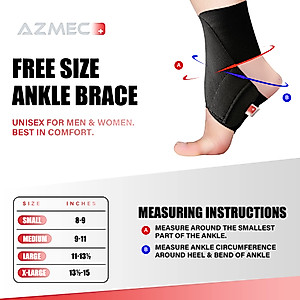 Azmec Ankle Brace for Sprained Ankle – Adjustable Ankle Wrap for Sprains, Strains, Inflammation, Swelling, Pain, Ankle Braces for Women and Men - (Large)