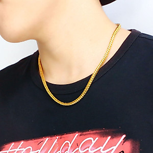 Dankadi Men 925 Sterling Silver Dragon Necklace 24K Gold Plated Vintage 5MM 20 "22" 24 "26" Franco Link Curb Chain Choker Fashion Punk Gold Fine Jewelry Gift (26 inch, Golden)