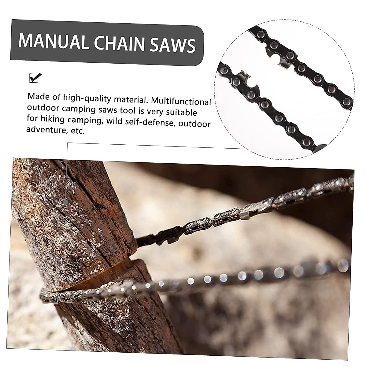 TEHAUX 2pcs Hand Chainsaw Braided Rope Wire Cutter Camping Chain Saws Camping Storage Bag Folding Hand Saws Handy Rope Hand Saws Hand Tools Garden Trimming Tool Zipper Steel The Chain