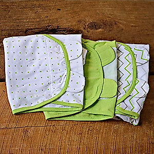 Ziggy Baby Swaddle Blanket Wrap Set Chevron, Dot, Solid, Grey/Green/White, 3 Pack