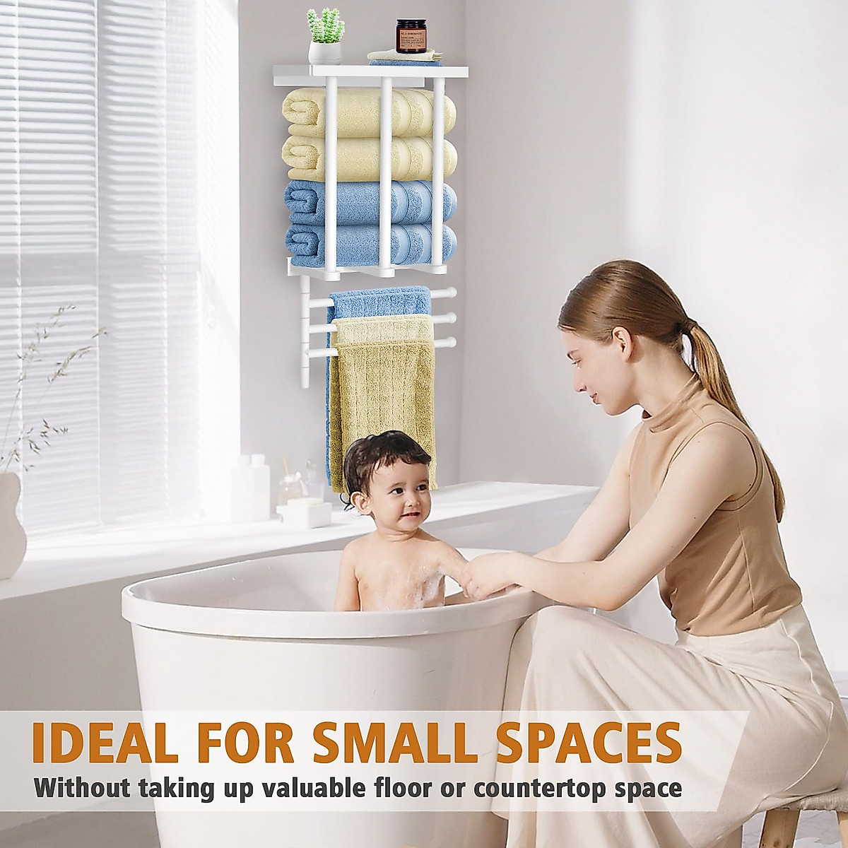 Towel Rack for Rolled Towels (White-Swivel)