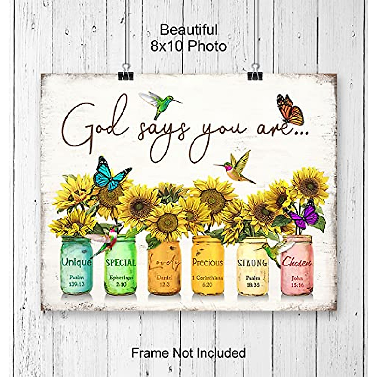 God Says You Are Wall Art Decor - Religious Scripture Encouragement Gifts for Women - Christian Affirmations - Rustic Inspirational Psalms Bible Verses - Catholic Gifts - Motivational Positive Quotes