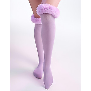 Mobbunny Anime Derivative Romper Onesie Pajamas Bodysuit with Tail Belt and Socks Fluffy Bodycon Hooded Jumpsuit (purple, small)