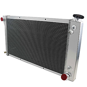 Cubauto All Aluminum Radiator Fan for 1967-1972 70 Chevy Gmc Blazer C/K Series C10 C20 C30 K10 K20 K25 Pickup Trucks Suburban Van 3 Row Core Radiator with Shroud Fan Relay
