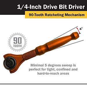 Titan 11323 1/4-Inch Drive Swivel Head Micro Bit Driver , Orange