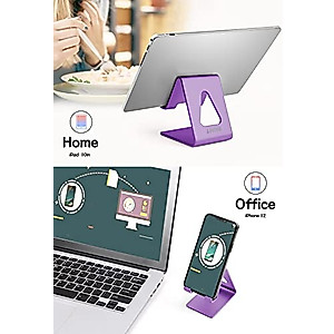 Aoviho Desktop Cell Phone Stand Phone Holder for Desk - Aluminum Phone Dock for iPhone 13 12 pro 11 X Xs max 8 7 6 6s Plus SE 5 5S Samsung All Smart Phones (Purple)