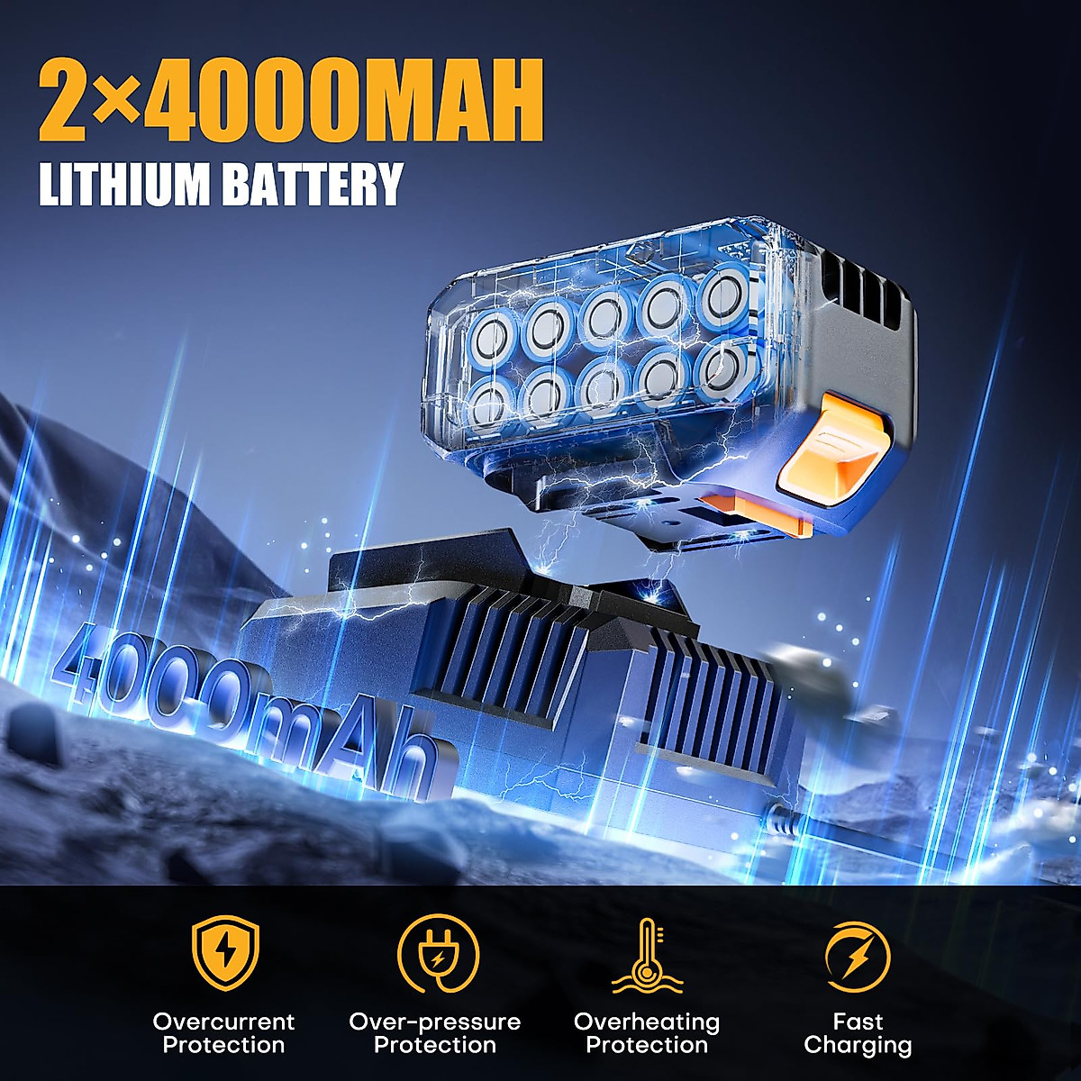 Takuoo Cordless 1/2 inch Brushless Impact Wrench, Max Torque (1000N.m) 740Ft-lbs Electric Impact Gun w/2x 4000mAh Battery, Charger & 6 Sockets, Power Impact Driver for Car Home