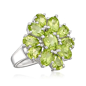 Ross-Simons 5.00 ct. t.w. Peridot Cluster Ring in Sterling Silver. Size 8