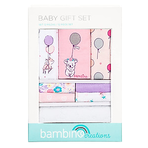 Baby Girl Newborn Essentials Must Haves 12pcs Light Pink Baby Shower Gifts-Receiving Blankets and Baby Bath Essentials Newborn Kit, Newborn Bath Essentials-Machine and Dryer Safe by BAMBINO CREATIONS