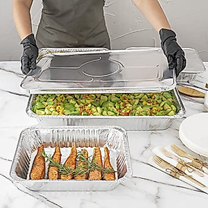 Restaurantware LIDS ONLY: Foil Lux Foil Pan Lids 25 Oven-Ready Foil Tray Lids -Fits Full-Size Steam Table Lids Freezable Silver Aluminum DisposableTurkey Pan Lids Pans Sold Separately