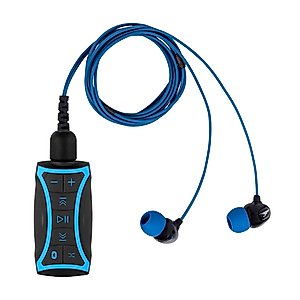 100% Waterproof Stream MP3 Music Player with Bluetooth and Underwater Headphones for Swimming Laps, Watersports, Normal Cord, 8GB – by H2O Audio