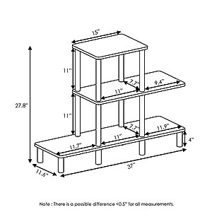 FURINNO Turn-N-Tube 3-Tier Design Display Rack, Espresso/Black