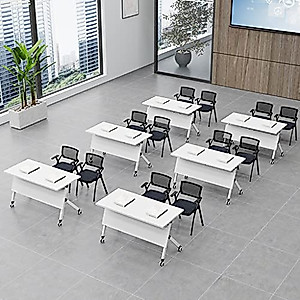 GUINJO Flip Top Mobile Training Table with Modesty and Lockable Wheels, Foldable Meeting Table for Conference Rooms,Training Rooms,Media Centers,Classrooms (Color : White, Size : 120 * 40 * 75cm)