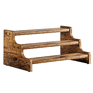 KLM 3-Tier Spice Rack, 13.8 Inch Wood Step Shelf Countertop Spice Storage Holder, Kitchen Pantry Cabinet Organizer Cupboard for Spice Bottles, Jars, Seasonings, Baking Supplies,Bathroom Organizer