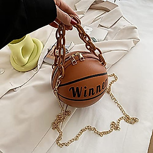 KUANG! Women's Basketball Shaped Mini Chain Purse Shoulder Messenger Handbags Handle Tote Cross Body bags For Girls