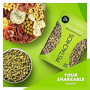 Wonderful Pistachios, No Shells, Roasted & Salted Nuts, 24 Ounce Resealable Bag, Good Source of Protein, Gluten Free, On the Go Snack