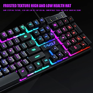 MatureGirl Wired Gaming Keyboard,Portable USB RGB Backlight Full Size Standard Keyboard and Ergonomic for Windows, Computers, PCs, and Notebooks (Black)