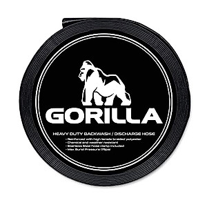 GORILLA Swimming Pool Backwash Hose with Clamp - Extra Heavy Duty - Weather and Chemical Resistant (50 FT)
