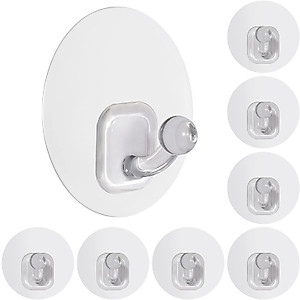 Uten Adhesive Hooks for Hanging 10 Pack, Heavy Duty Wall Hooks 11 lbs, Self Adhesive Waterproof Sticky Robe Towel Transparent Hooks for Home, Bathroom, Kitchen, Outdoor
