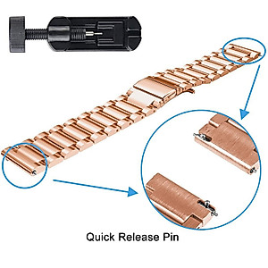 Lamshaw GT01 Smartwatch Band, Stainless Steel Metal Replacement Straps Compatible for Dirrelo GT01 / LETSCOM GT01 1.55" / Hamile Smart Watch/Fitpolo GT01 Smart Watch (Rose Gold)