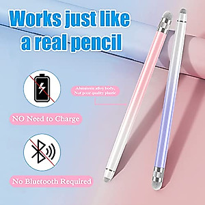 2PCS Stylus Pens for Touch Screens, Pen iPhone/iPad/Tablet Android/Microsoft Surface, Compatible with All Screens(White Pink/White Purple)