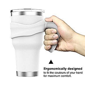 Tumbler Handle Fits for 30 OZ YETI Rambler,Rtic Mug-Previously Design,Sic,OZARK TRAIL & More Tumbler Travel Mug | BPA FREE（Handle Only） (White)